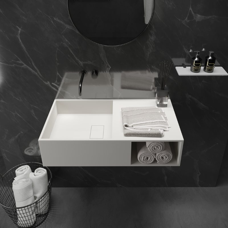 Ideavit Solidplan 80 wandwastafel - Solid Surfaces