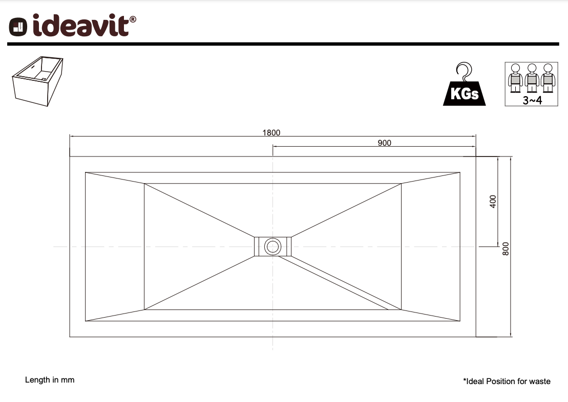 Ideavit Solidvitas vrijstaand bad - Solid Surfaces